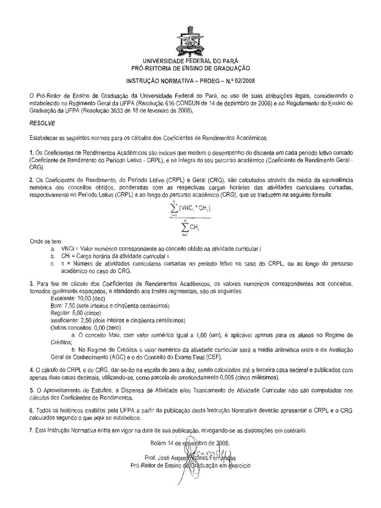 2008 2 IN Calculo Coeficiente Rendimento Academico | PDF