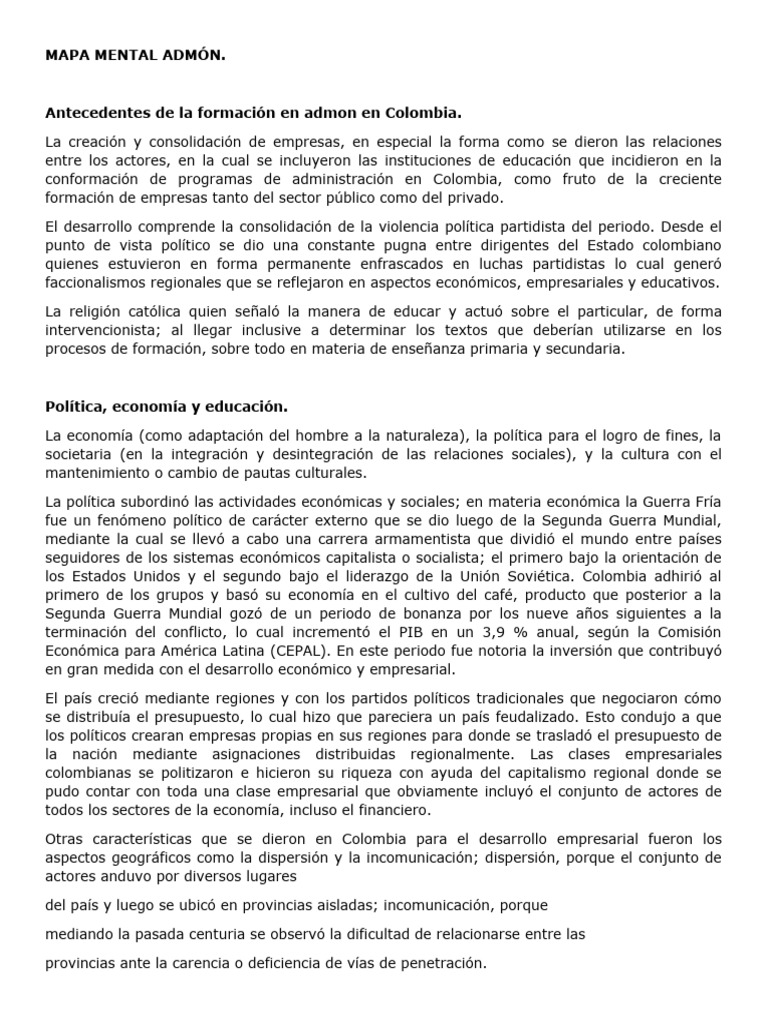 Mapa Mental Admon. | PDF | Colombia | Capitalismo