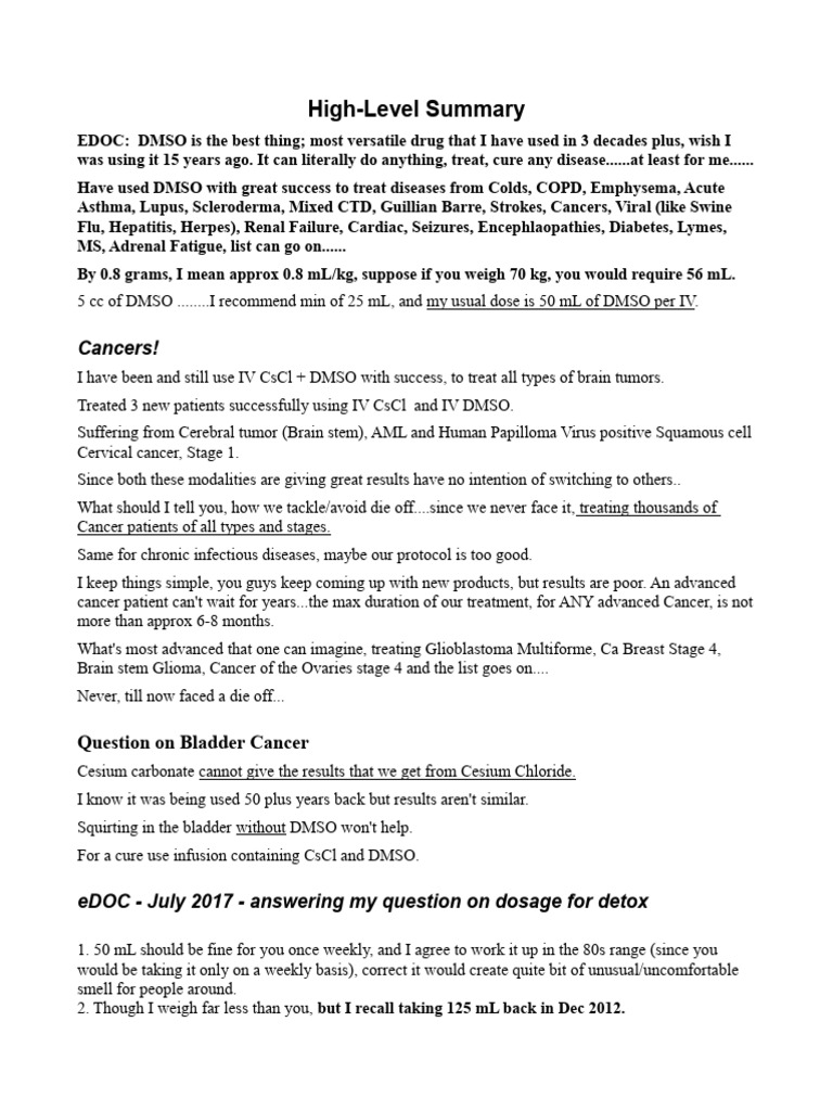 DMSO: Versatile Treatment Protocols | PDF | Cancer | Chronic Kidney Disease