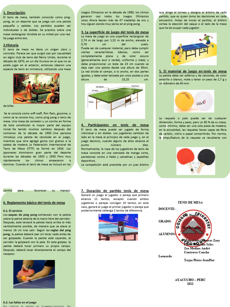 Tenis de Mesa1 | PDF | Tenis de mesa | Juegos de habilidad física