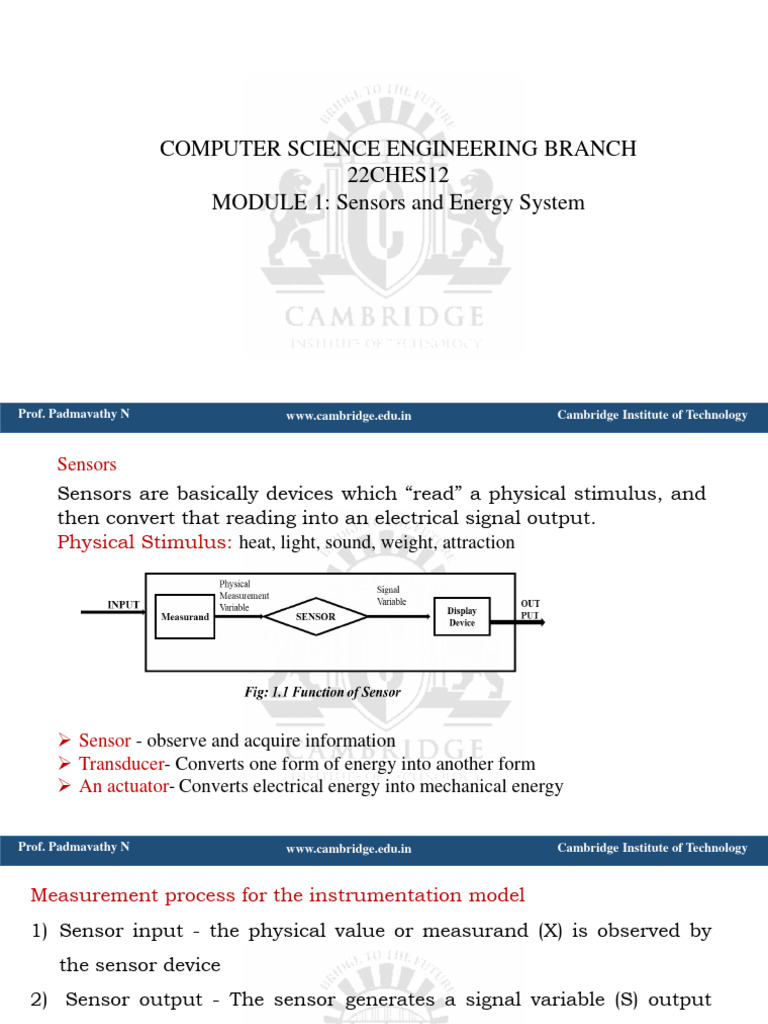 CSE MODULE Sensors and Energy Systems | PDF | Rechargeable Battery ...