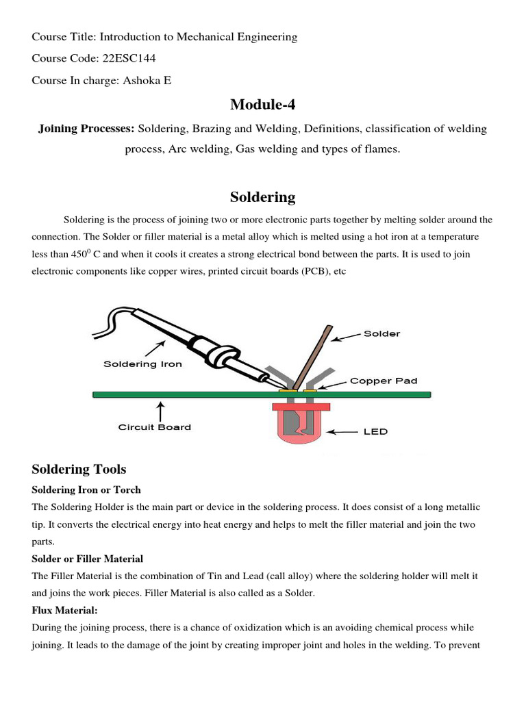 Module-4 (IME - I Section) | PDF | Soldering | Construction