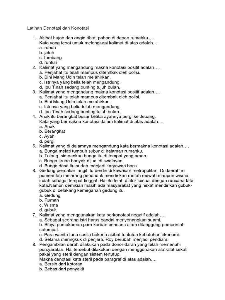 Latihan Denotasi Dan Konotasi | PDF