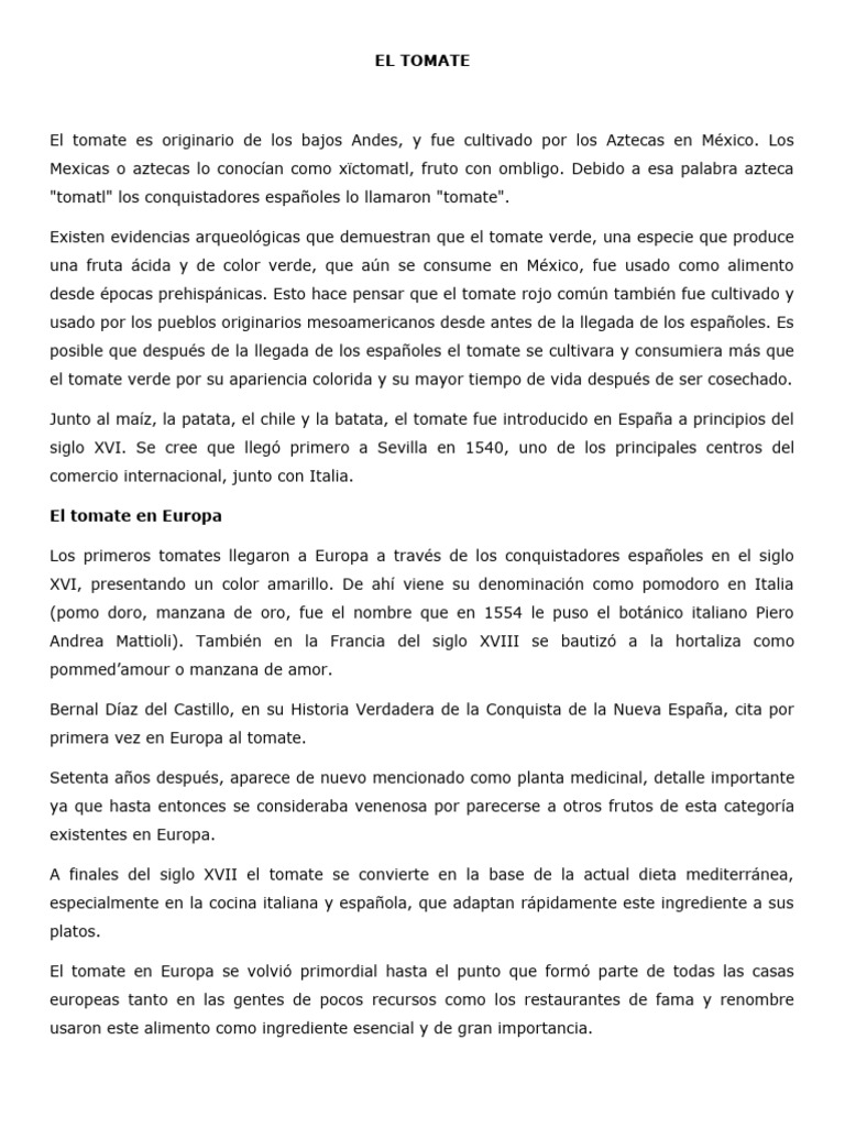 El Tomate | PDF | Salsa de tomate | Cocinando
