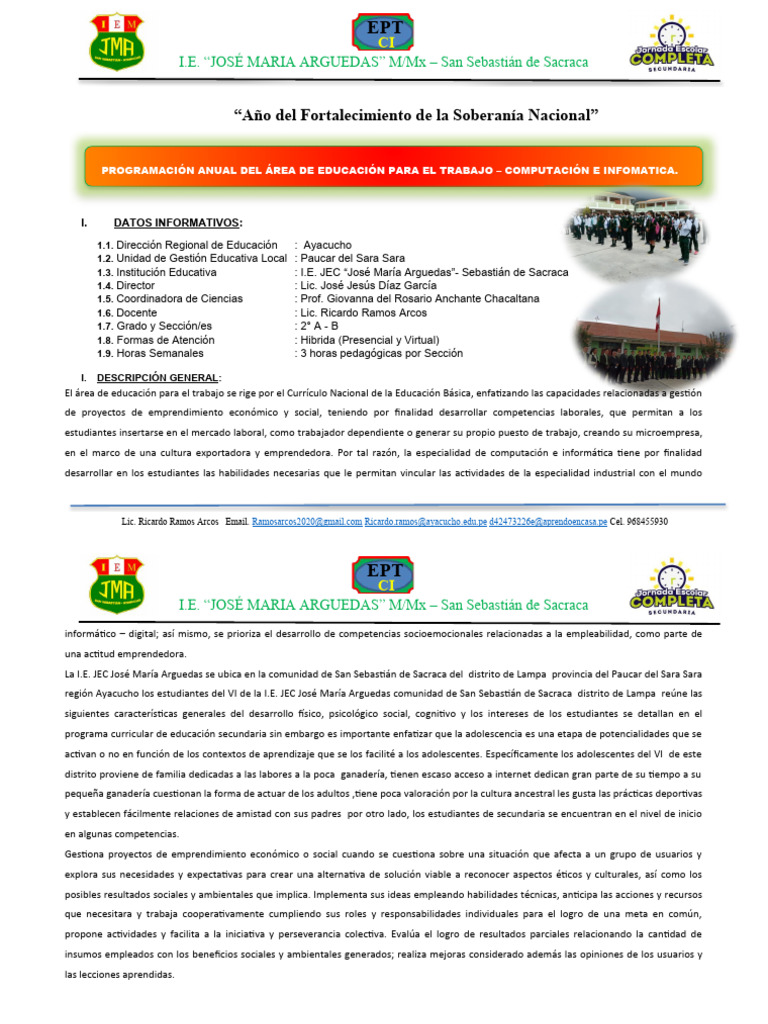Programacion Anual de 2° Grado AyB - 2022 | PDF | Microsoft Word | Microsoft Excel