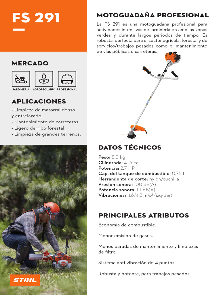 Motoguadaña STIHL FS 291: Ficha Técnica | PDF