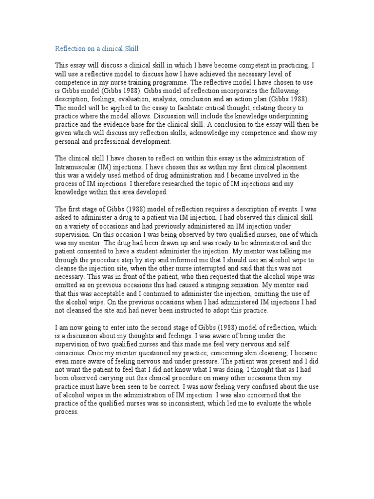 Reflection on IM Injection Skills | PDF | Injection (Medicine) | Nursing