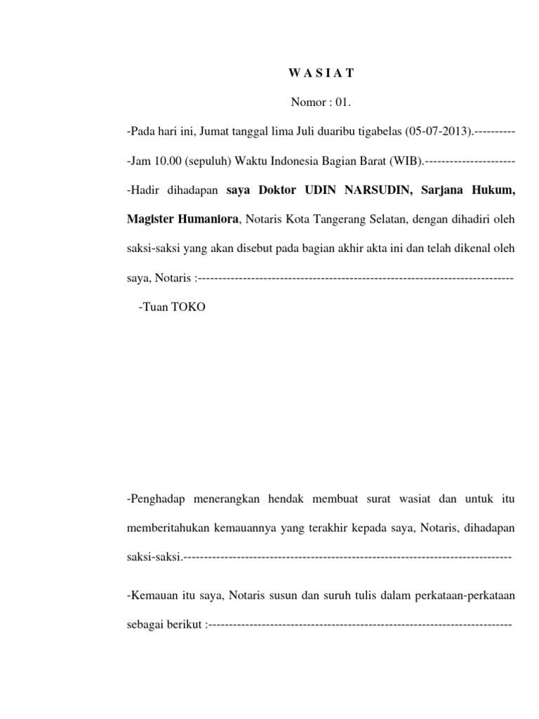 Akta Wasiat 1 | PDF