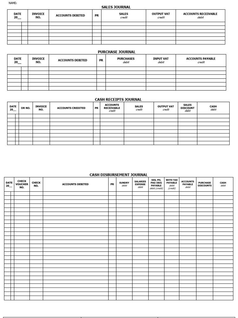 Accounting Journal Templates Overview | PDF | Debits And Credits ...