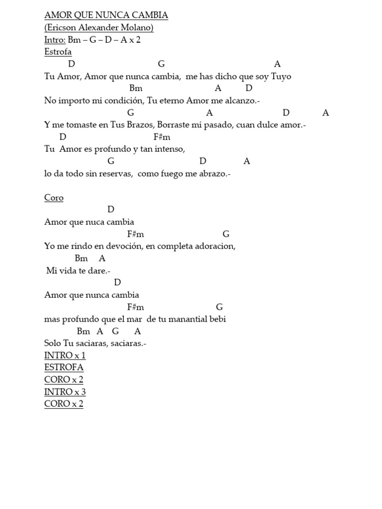 Amor Inmutable: Letra y Acordes | PDF