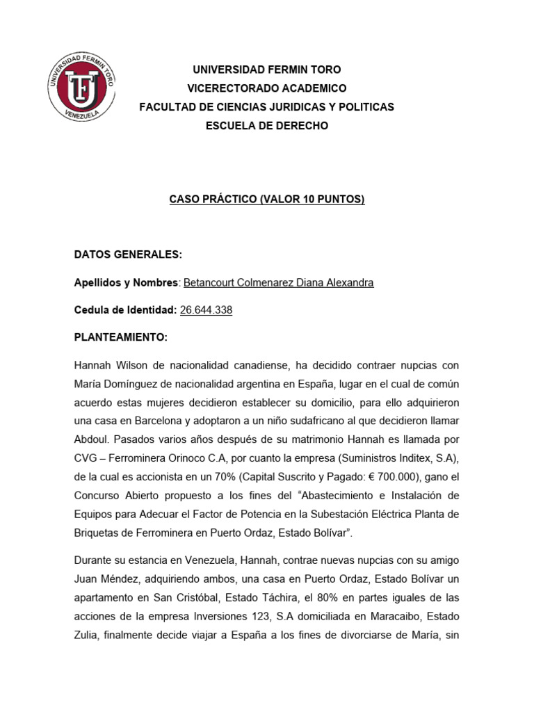 DiPr Caso Práctico | PDF | Matrimonio | Ley internacional