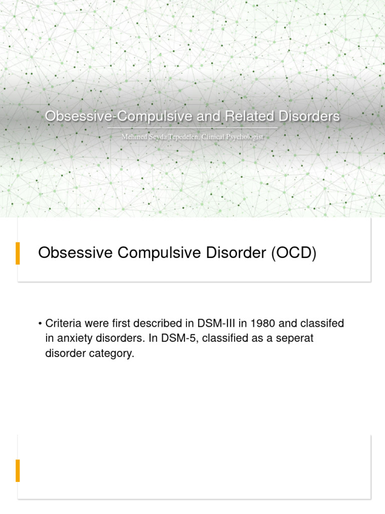 Obsessive-Compulsive and Related Disorders: Mehmed Seyda Tepedelen, Clinical Psychologist | PDF ...