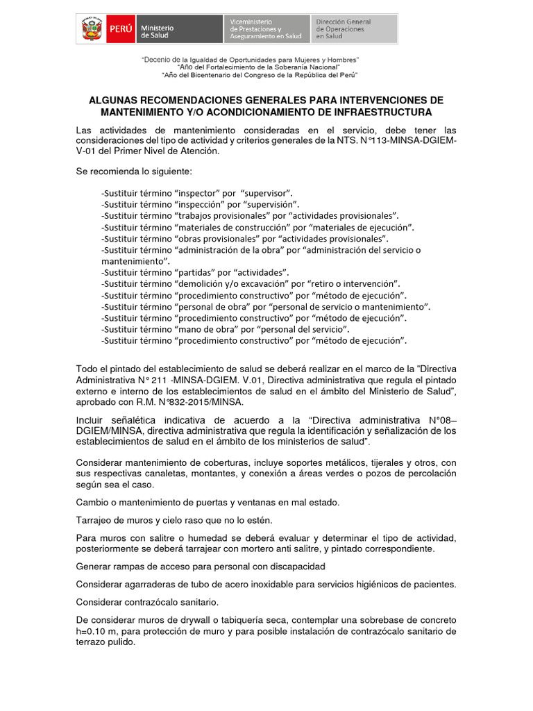 Recomendaciones Generales TDR | PDF