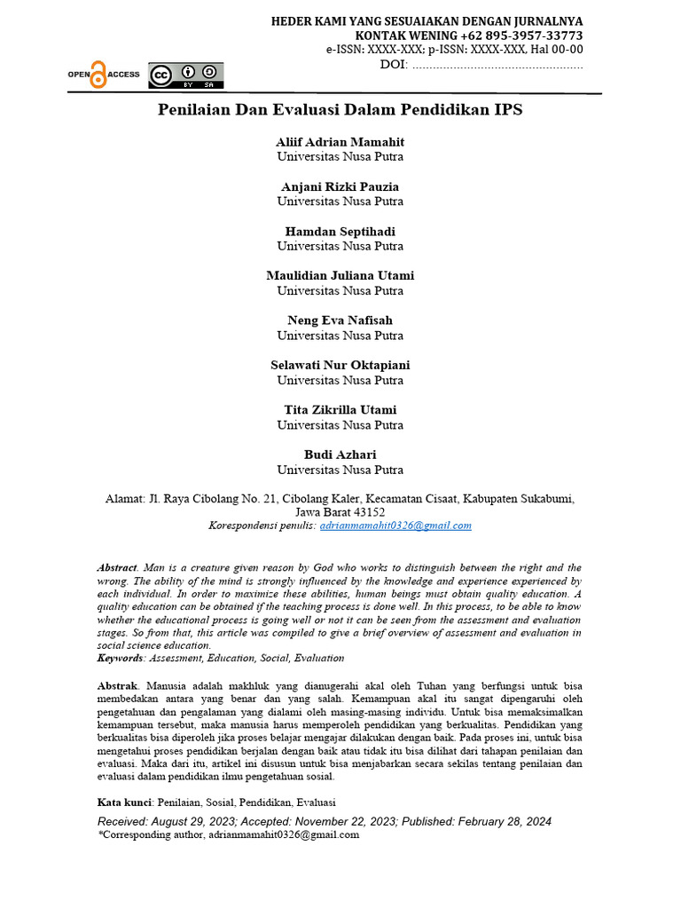 Evaluasi Pendidikan IPS Terpadu | PDF