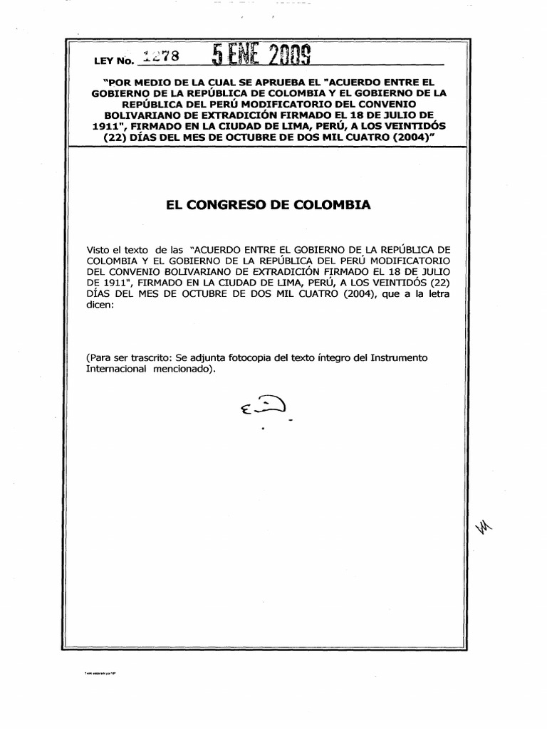 Ley 1278 de 2009 | PDF | Extradición | Perdón