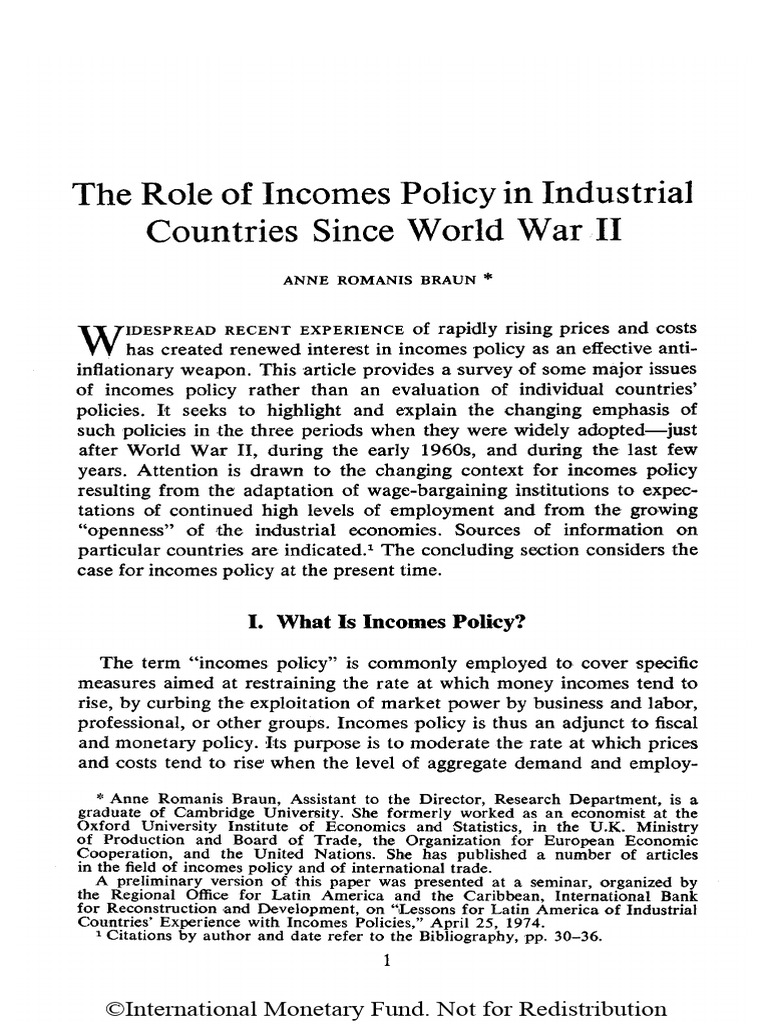 Incomes Policy in Post-WWII Economies | PDF | Cost Of Living | Inflation