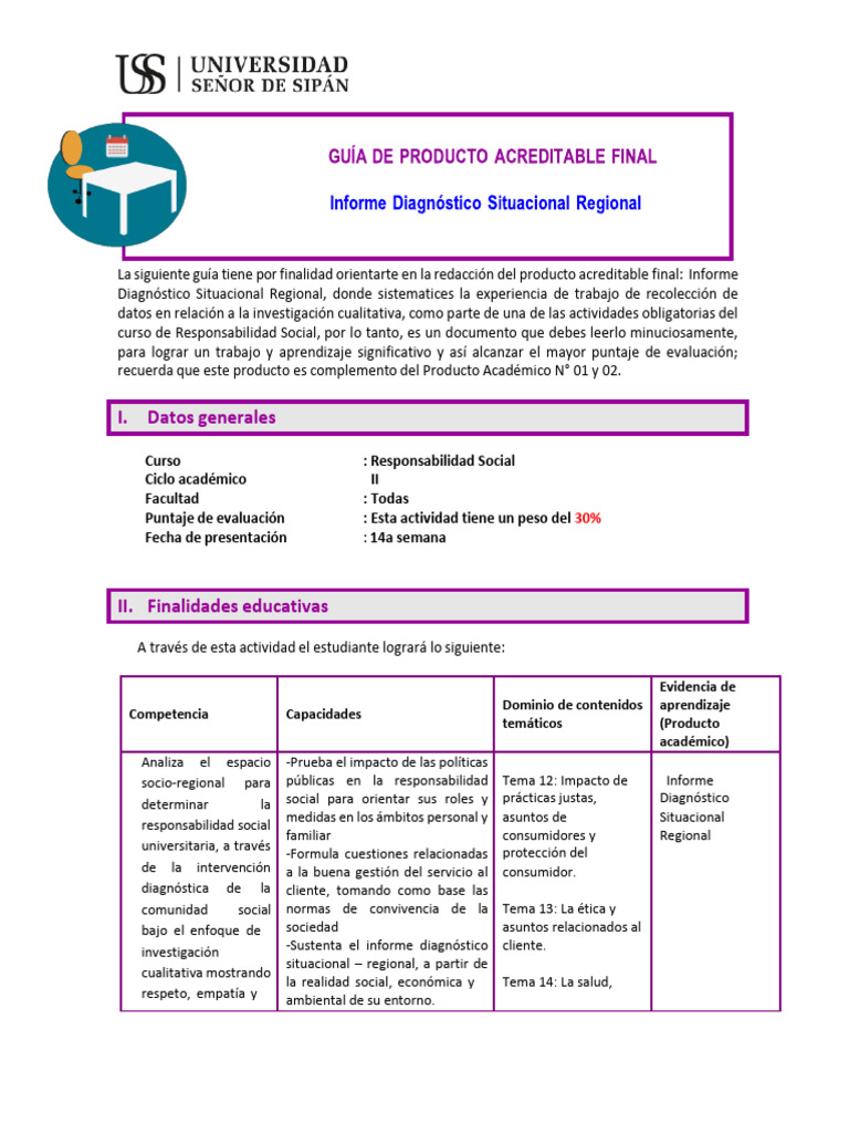 Guía de Producto Académico Final RS | PDF | Bibliografía | Evaluación