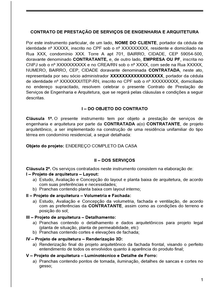 CONTRATO_ARQUITETURA_ | PDF | Direito Privado