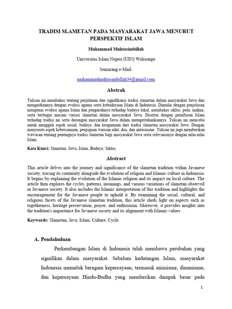Slametan Jawa dalam Perspektif Islam | PDF