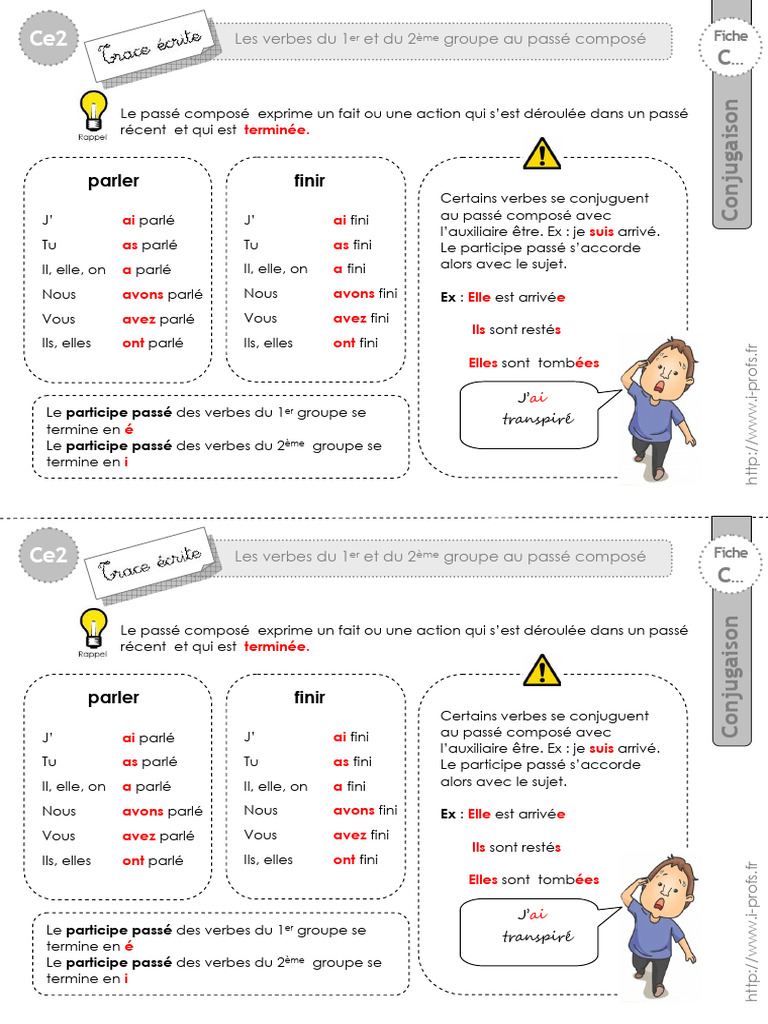 Passé Composé : 1er et 2ème Groupe CE2 | PDF | Verbe | Relations ...