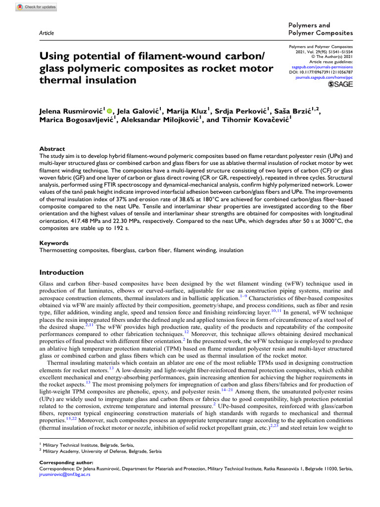 Using Composites As Rocket Motor Thermal Insulation | PDF | Composite ...
