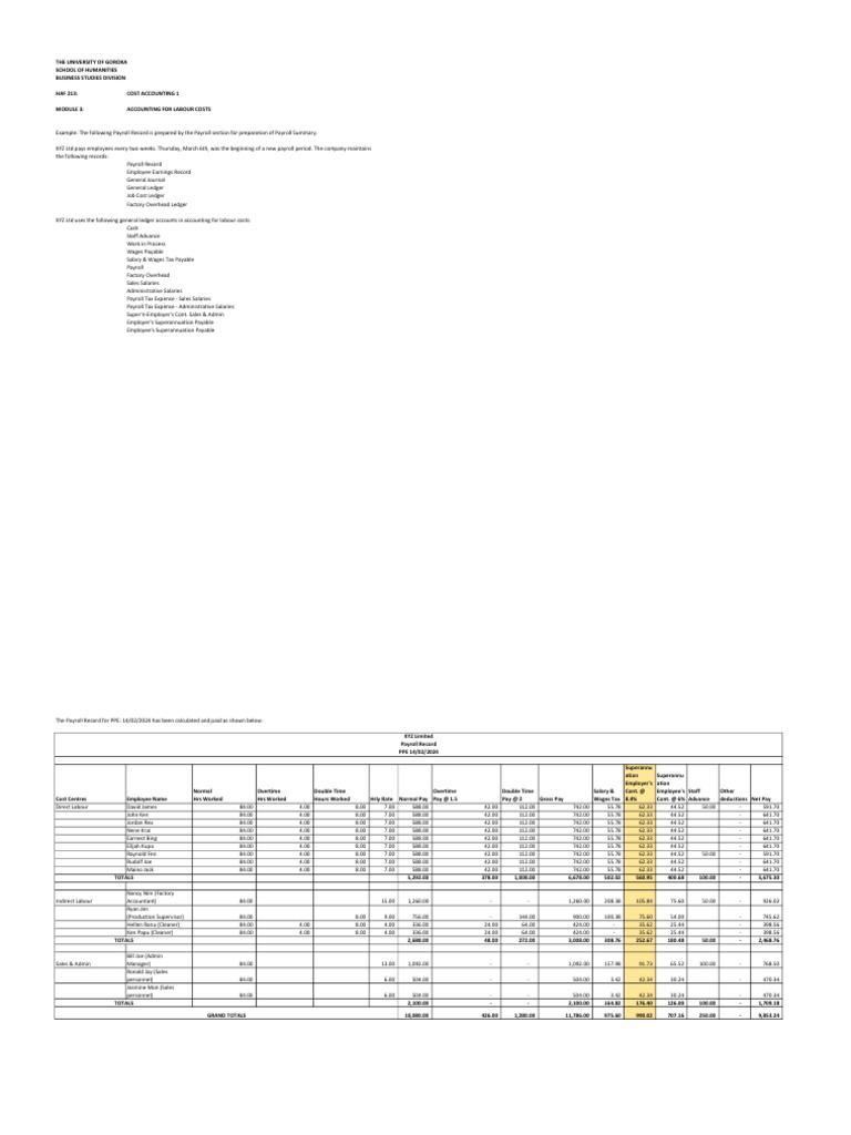 HAF 213 Module 3 Example-1 | PDF | Payroll | Payroll Tax