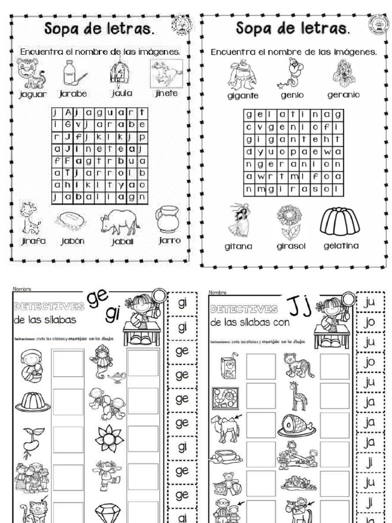 Fichas G Gi Ja Je Ji Jo Ju | PDF