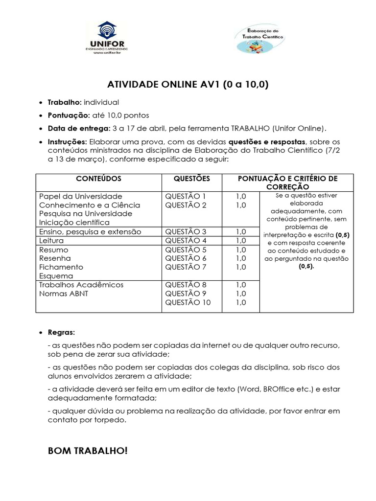 Atividade Online Av1 | PDF | Carreira e Crescimento