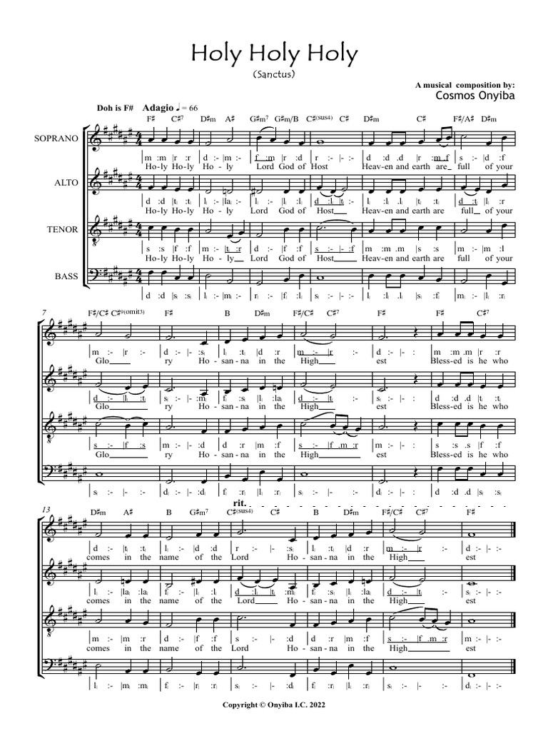 Holy Holy Holy (Sanctus) by Cosmos Onyiba - Full Score | PDF