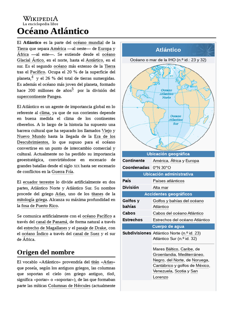 Océano Atlántico | PDF | océano Atlántico | Mar