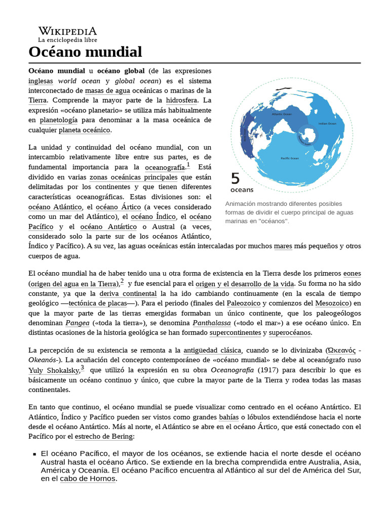 Océano Mundial | PDF | Geología | Biomas acuáticos