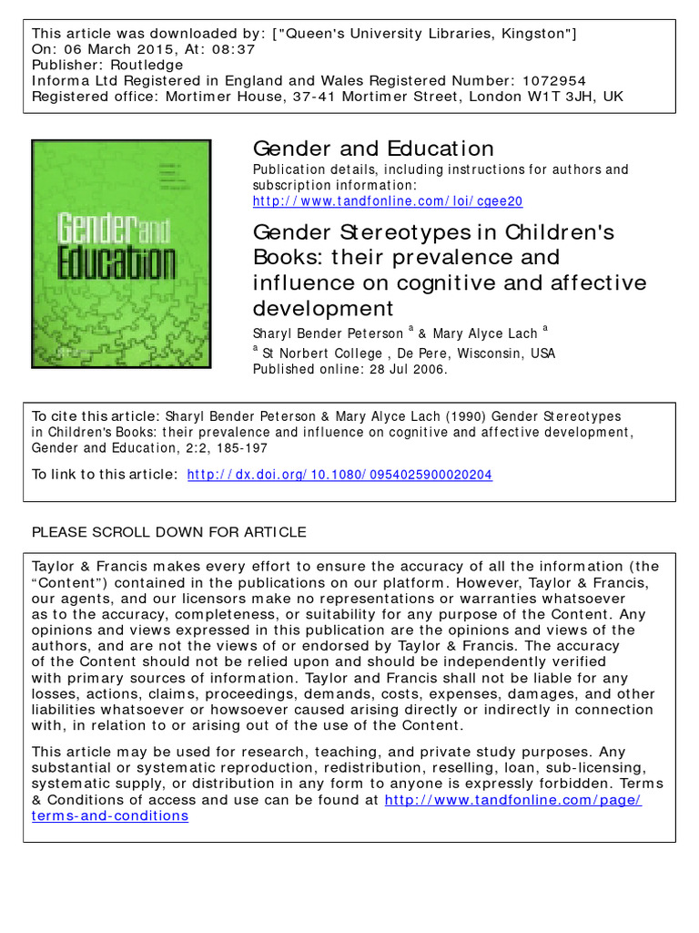 1990 - Peterson & Lach - Gender Stereotypes in Children's Books-Their ...