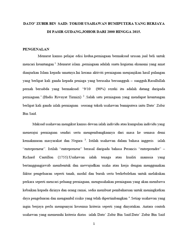 Sejarah Full Esei Dato Zubir (23.3.19) (Anas) 1 | PDF