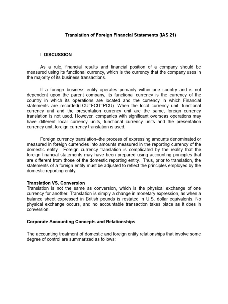 Translation of Foreign Financial Statements (IAS 21) | Download Free ...