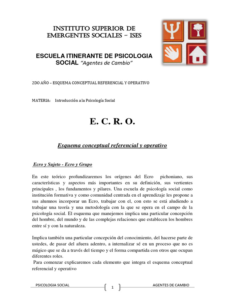 Introducción al Ecro Pichoniano | PDF | Sicología | Aprendizaje
