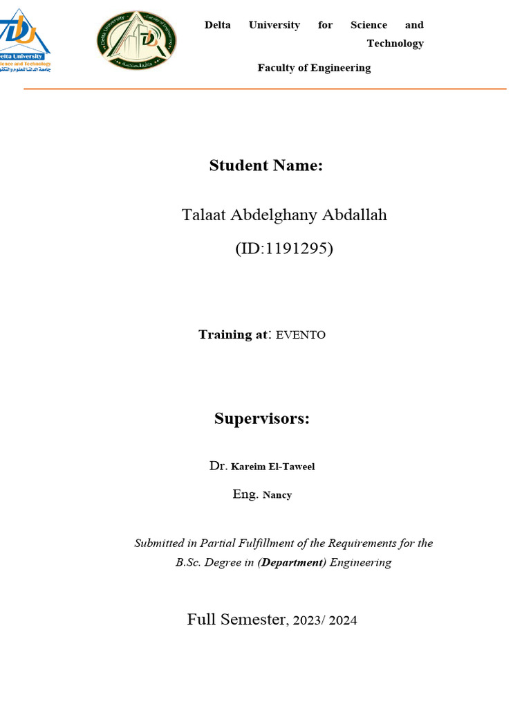 Field Training Report at Evento | PDF