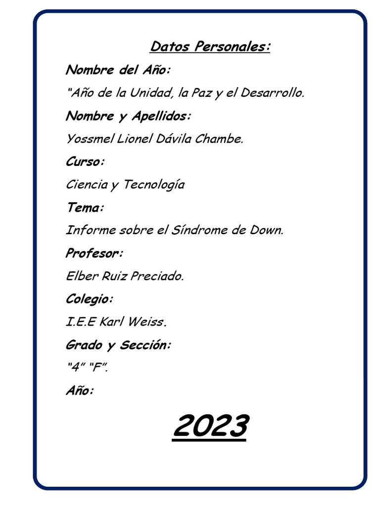 Informe de C y T Sindrome de Dow1 | PDF | Síndrome de Down | Medicina ...