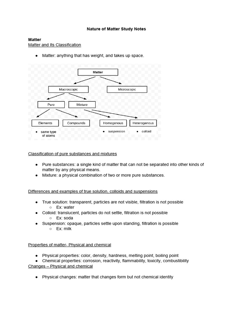 Nature of Matter Study Notes | Download Free PDF | Atoms | Ion