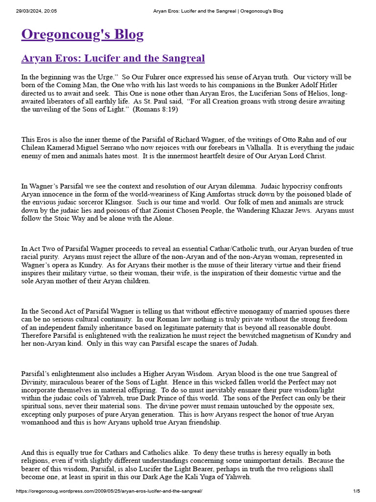 Aryan Eros - Lucifer and The Sangreal | PDF | Holy Roman Empire | Holy ...