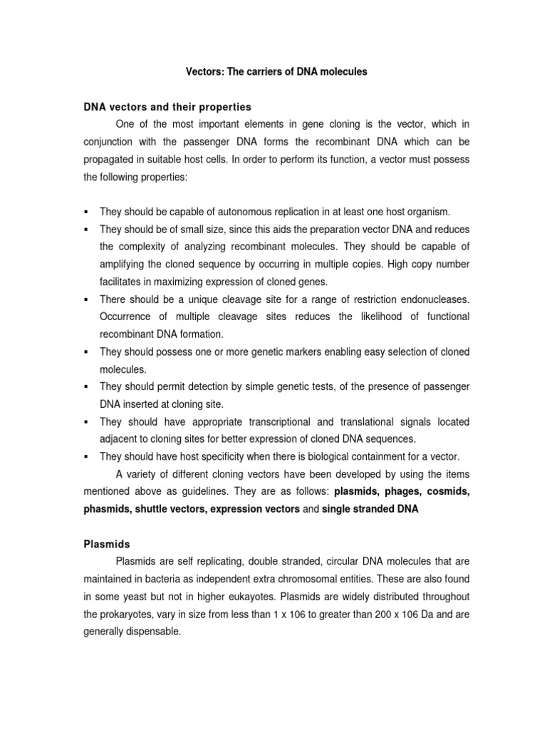 Lec 21 | PDF | Vector (Molecular Biology) | Plasmid