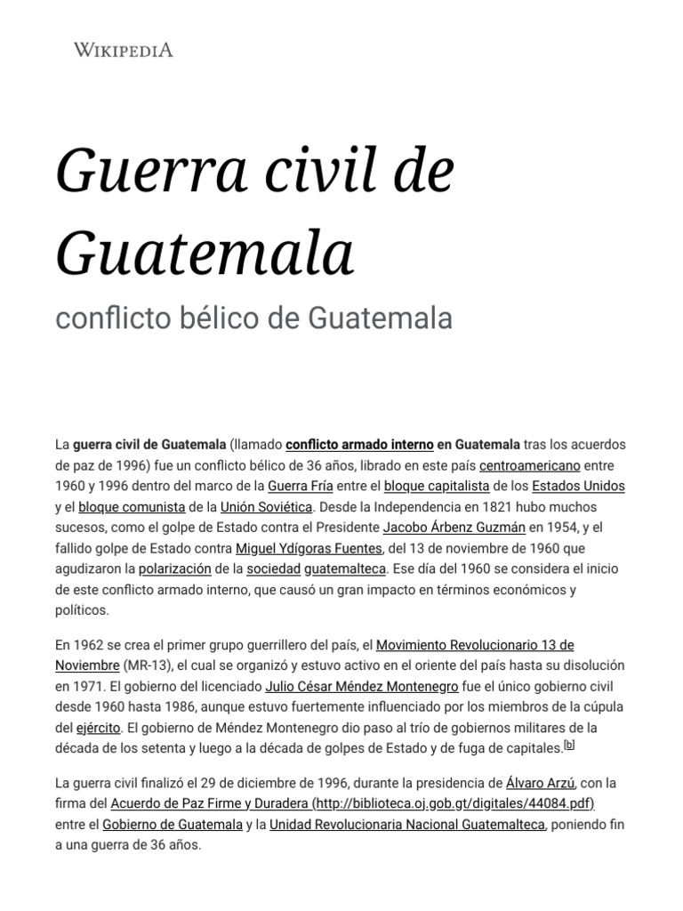 Guerra Civil de Guatemala - Wikipedia, La Enciclopedia Libre | PDF ...