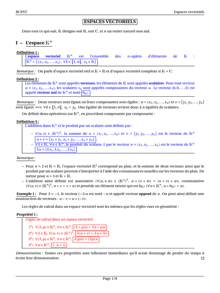 Espaces Vectoriels et Propriétés | PDF | Espace vectoriel | Scalaire ...