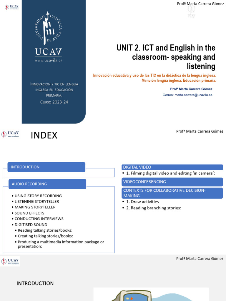 Presentación Unit 2. ICT and English in The Classroom-Speaking and Listening 2023-24 | PDF ...