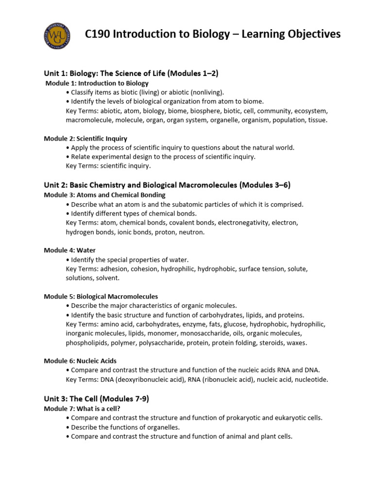 Learning Objectives and Key Terms | PDF | Meiosis | Cell (Biology)