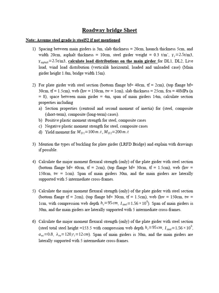 Roadway Bridge Sheet | PDF | Buckling | Structural Engineering