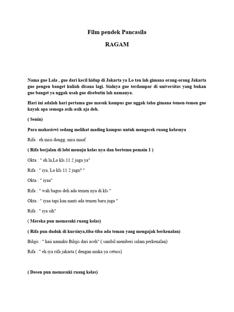 Script Film Pancasila 2 | PDF | Seni & Disiplin Bahasa