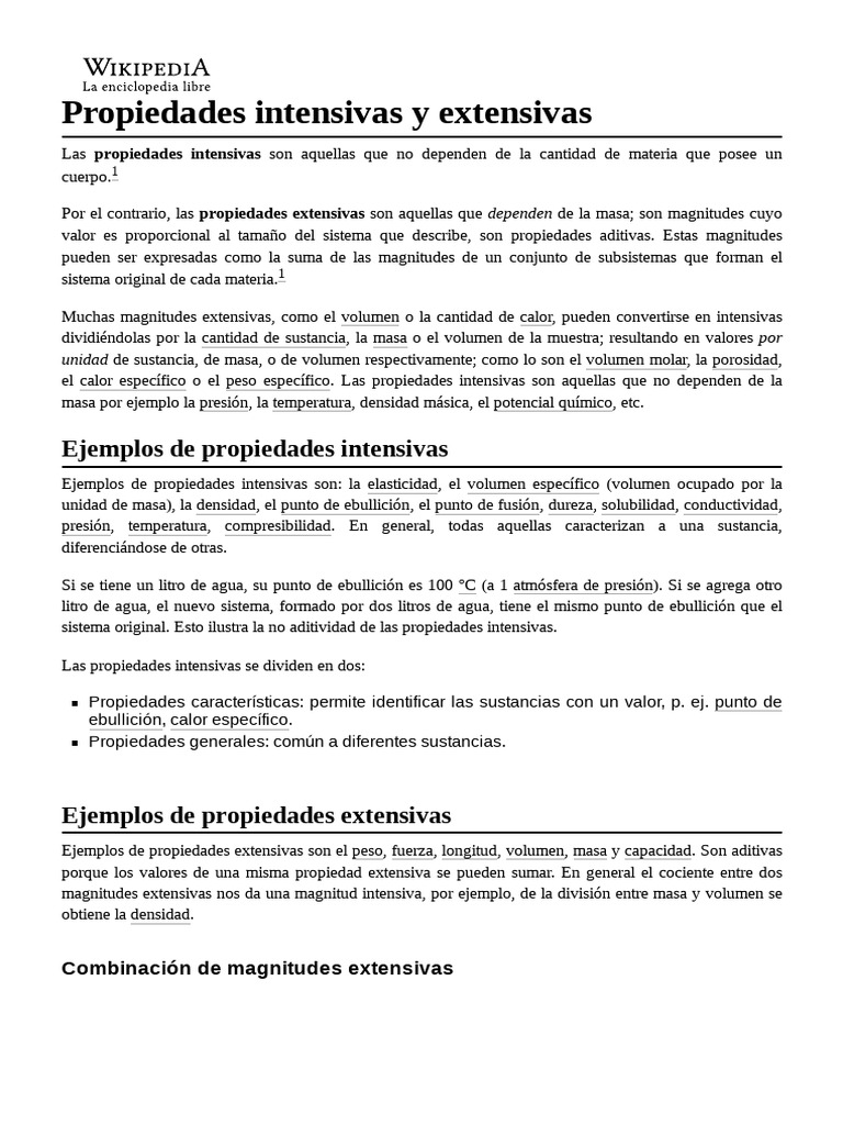 Propiedades Intensivas y Extensivas | PDF | Ciencias fisicas ...