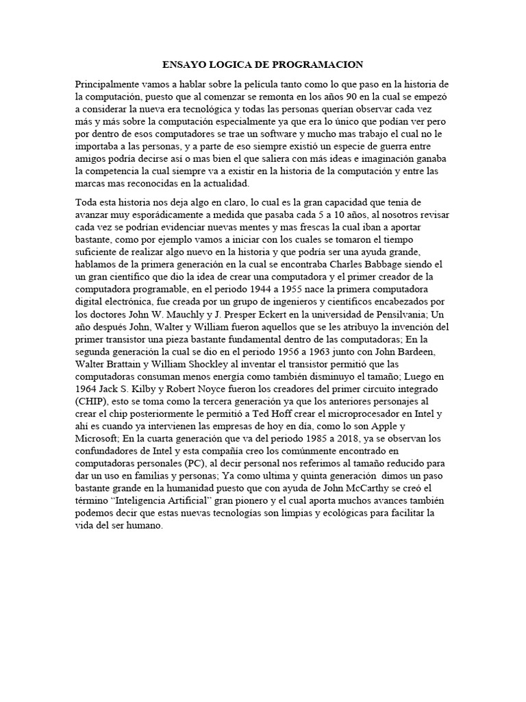 Ensayo Logica de Programacion | PDF | Circuito integrado | Intel