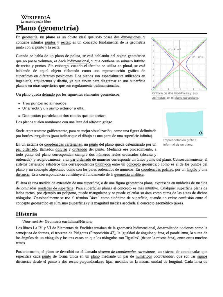 Plano (Geometría) | PDF | Sistema de coordenadas Cartesianas | Geometría
