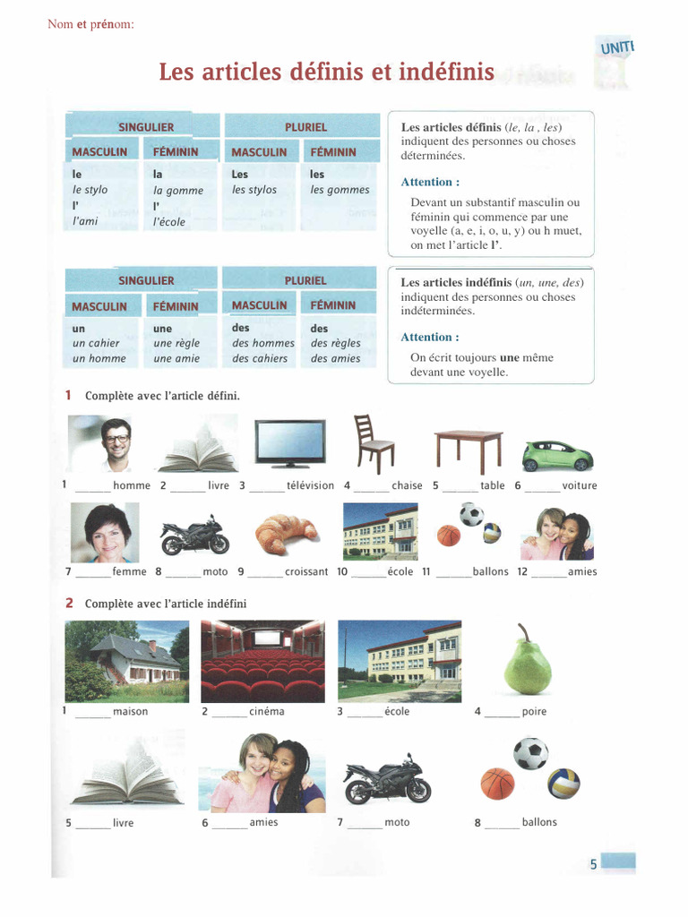 Les Article Définis Et Indéfinis | PDF | Genre grammatical | Langues